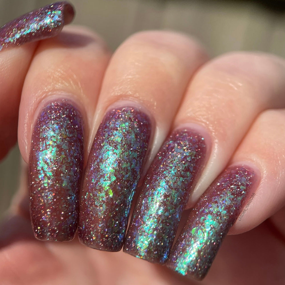 Aftermath - A brown base with iridescent and holographic flakes ...