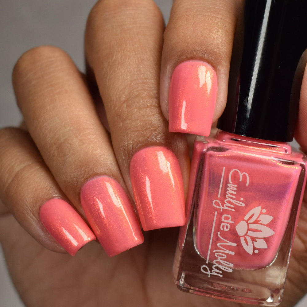 Not Quite There - A bright coral nail polish with shimmer – EmilydeMolly